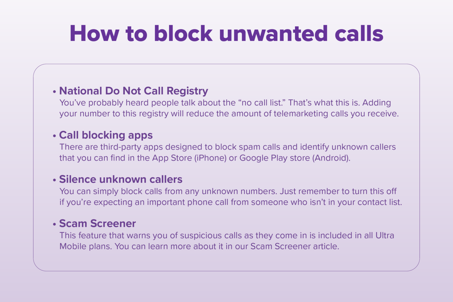How to block a number on iPhone & Android | Ultra Mobile