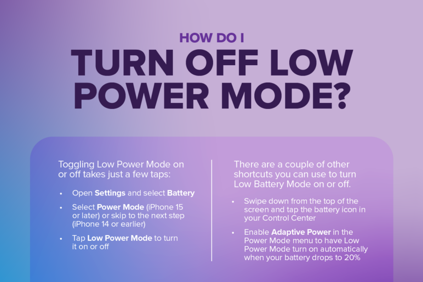 What does low power mode do? | Ultra Mobile